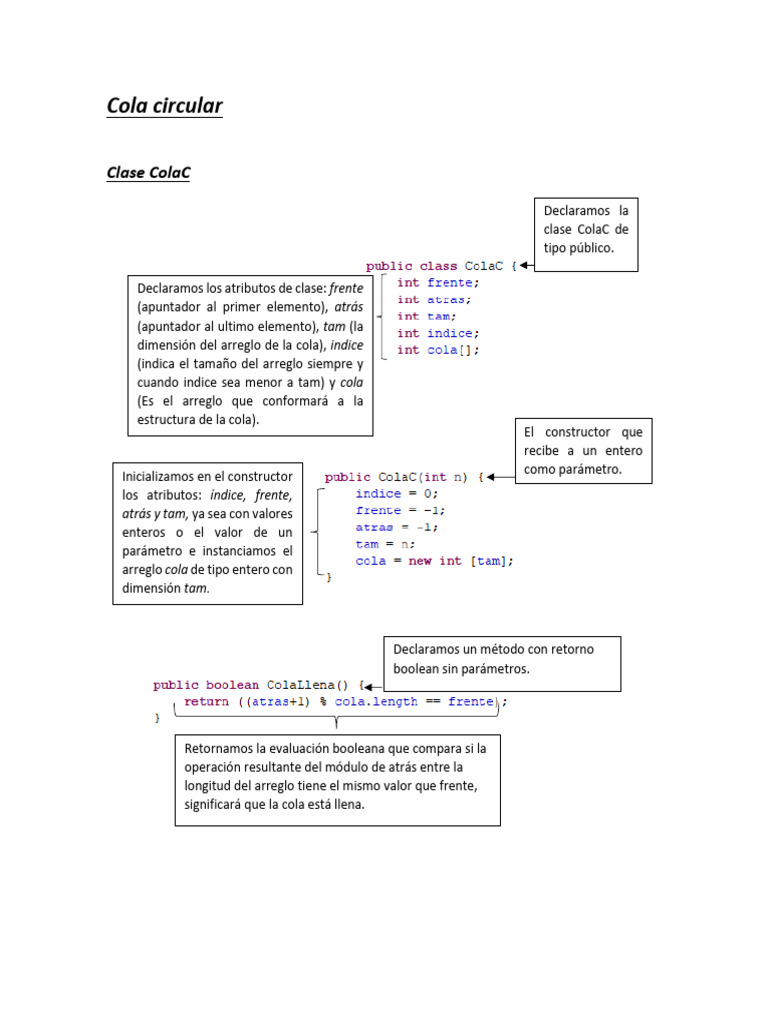 Cola Circular | PDF | Constructor (Programación Orientada a Objetos ...