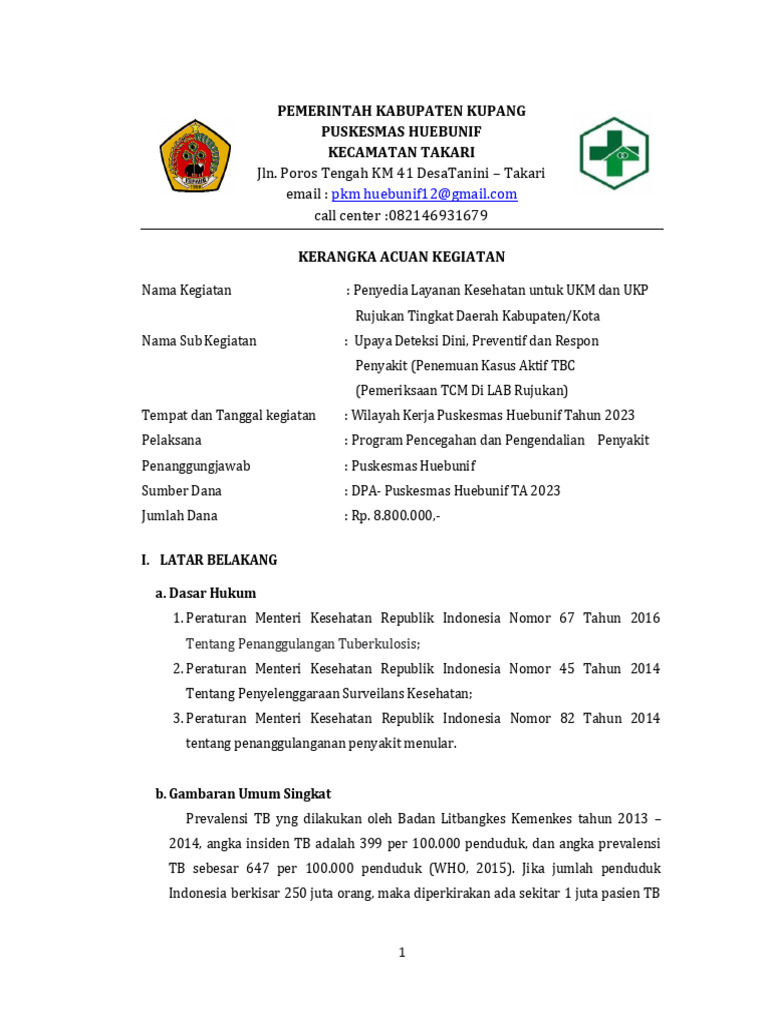 Kak Pemeriksaan TCM Di Lab Rujukan 2023 | PDF | Pengembangan Diri ...
