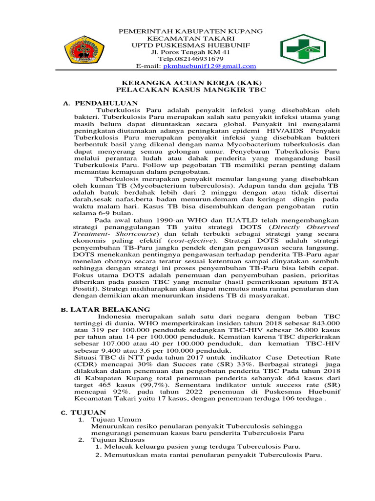 Kak Pelacakan Kasus Mangkir TB | PDF