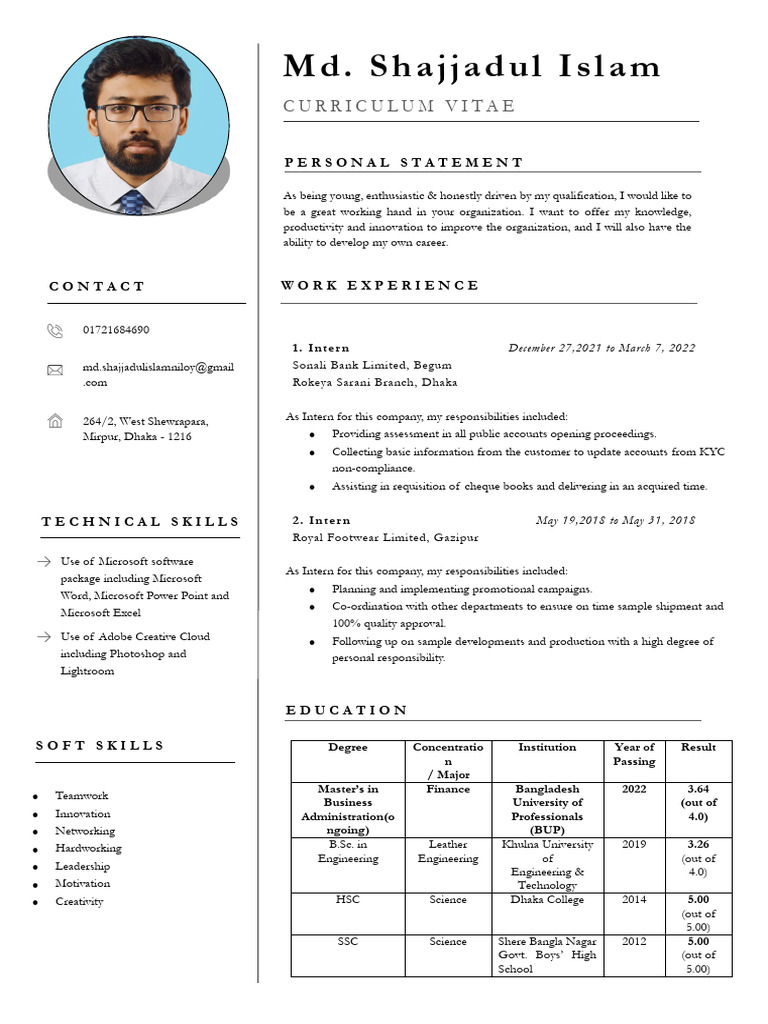 Curriculum Vitae of Md. Shajjadul Islam (Niloy) | PDF Curriculum Vitae of Md. Shajjadul Islam (Niloy) | PDF