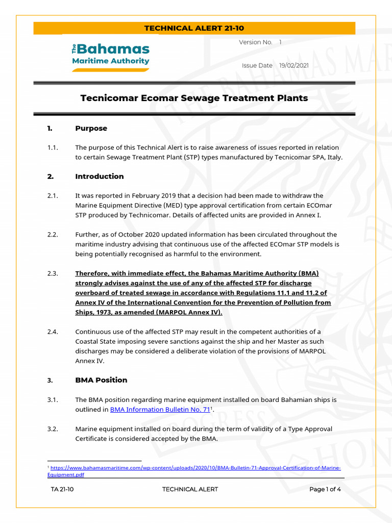 Encl 2 Ta010 Tecnicomar Ecomar Sewage Treatment Plants | PDF