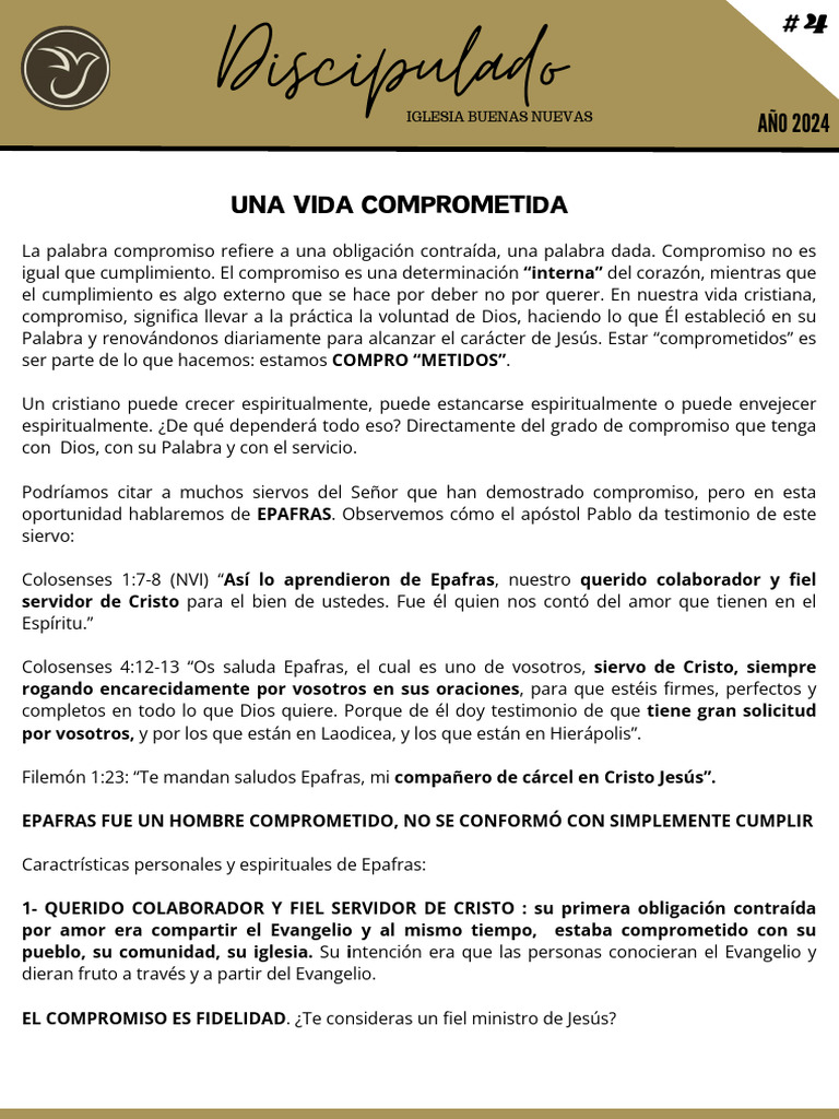 Discipulado 4 Una Vida Comprometida | PDF | Oración | Jesús