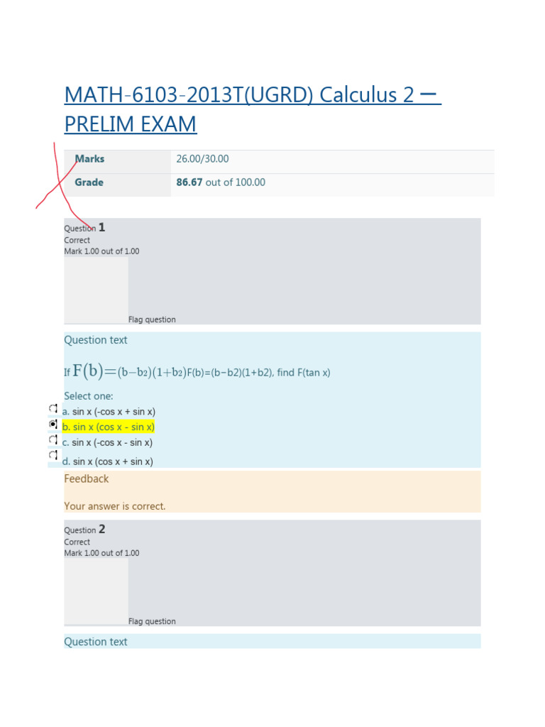 Toaz - Info Calc2 Prelimexam PR | PDF | Mathematics | Mathematical Objects