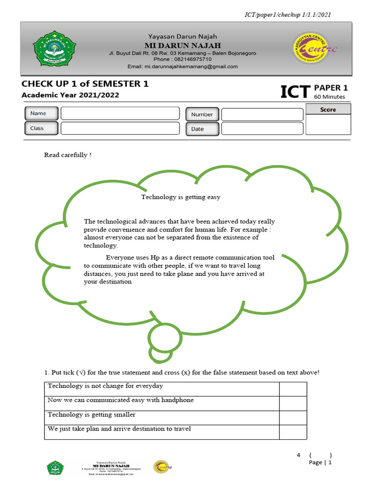 Soal Ict Check | PDF | Information And Communications Technology ...