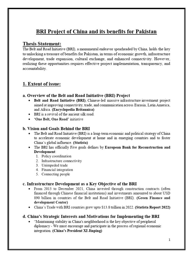 BRI Project of China and Its Benefits For Pakistan - 101357 | PDF ...