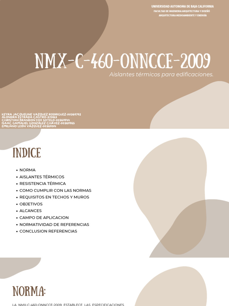 NMX C 460 Onncce 2009 | PDF | Aislamiento térmico | Hormigón