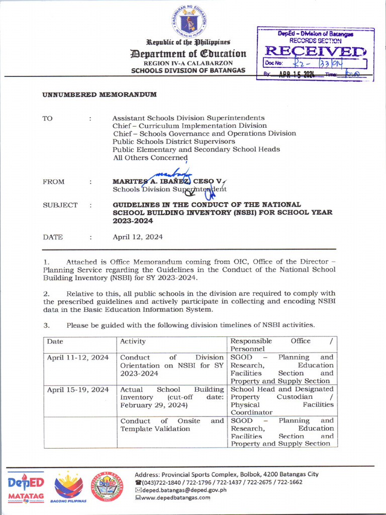 Um 066, S. 2024-Guidelines in The Conduct of The National School ...