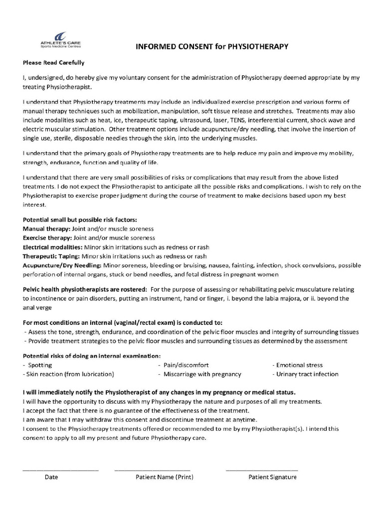 Physio - INFORMED CONSENT - PH - p001 | PDF