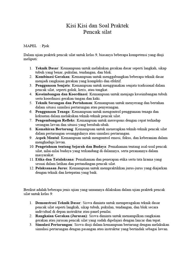 Kisisi Pencak Silat | PDF