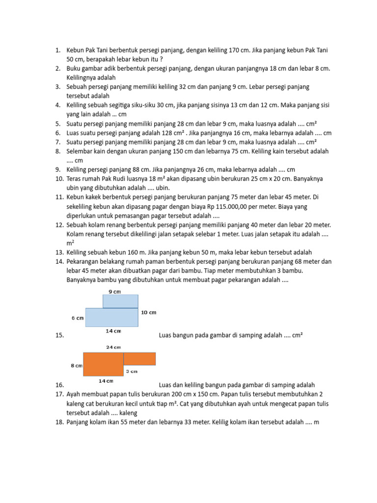 PH Luas Keliling MTK Besok | PDF | Metode & Bahan Ajar | Griya & Taman