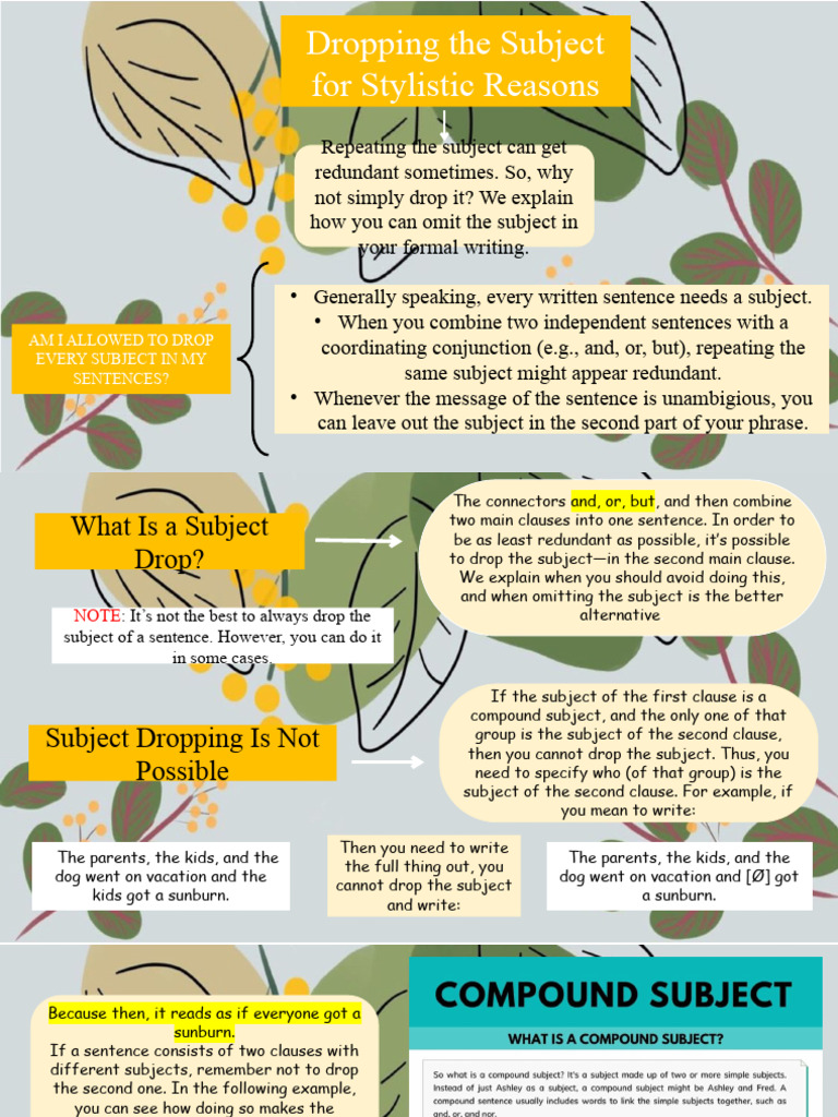Omitting Subjects in Formal Writing | PDF | Subject (Grammar ...