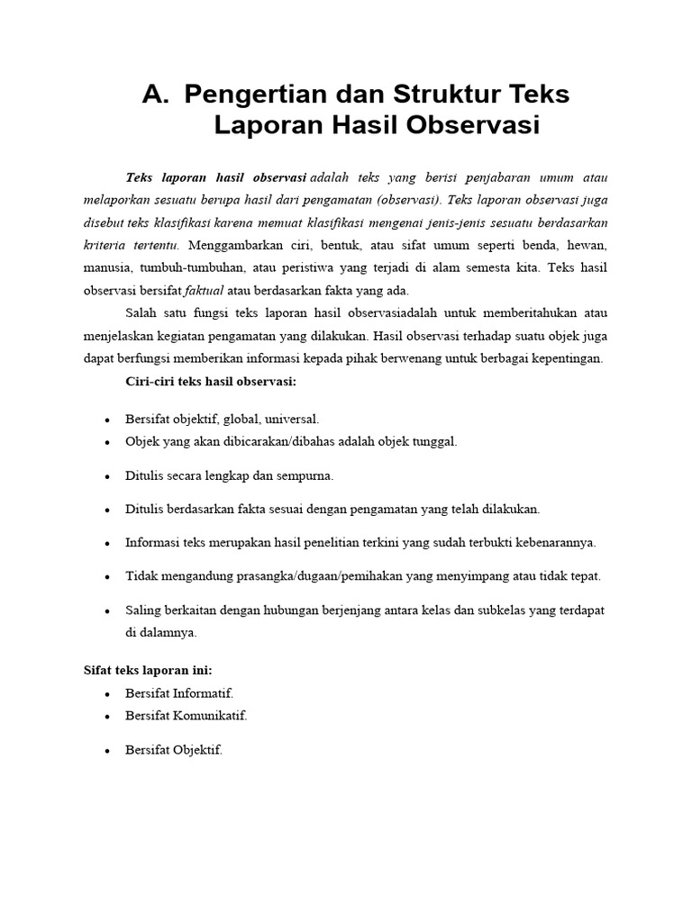 Struktur dan Ciri Teks Observasi | PDF | Filsafat | Seni & Disiplin Bahasa