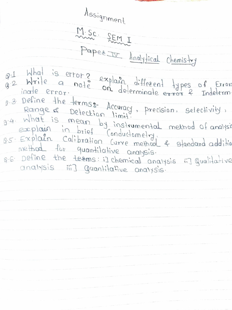 Analytical Chem MSC Sem 1 Assignment | PDF