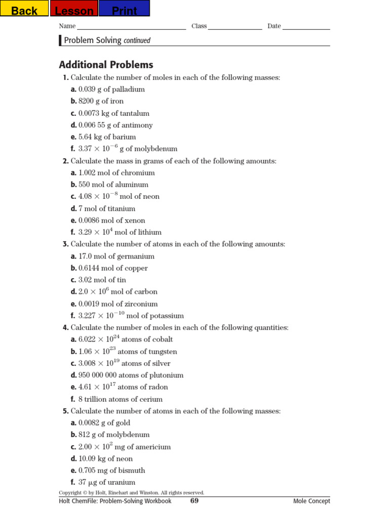 mole concept | PDF | Mole (Unit) | Water