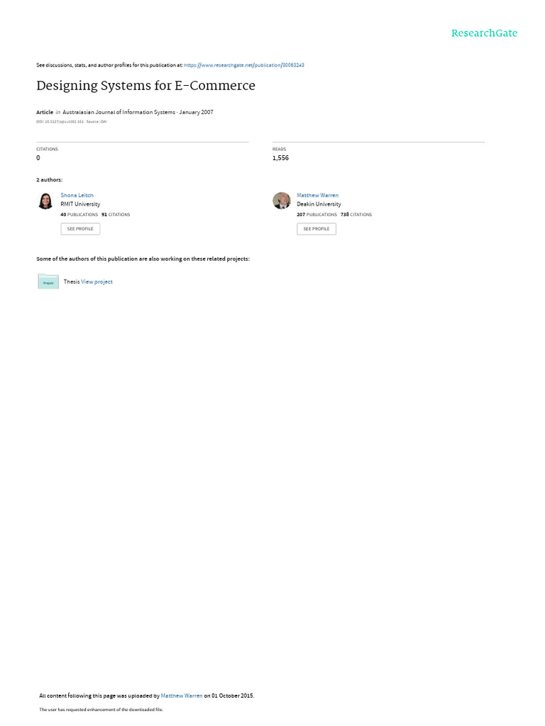 Designing Systems For E-Commerce | PDF | E Commerce | Methodology