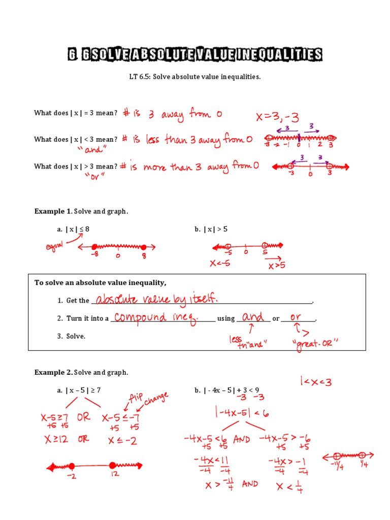 Solve Absolute Value Inequalities Guide | PDF | Teaching Methods ...