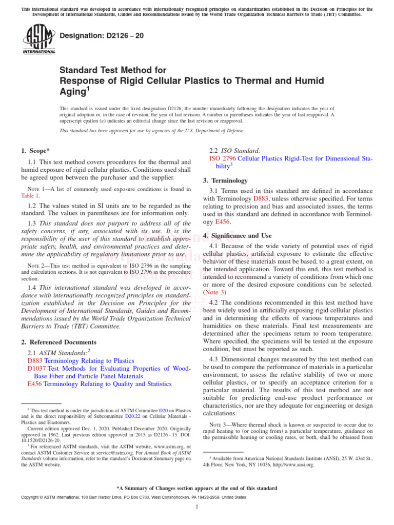 ASTM-D2126-Metode Uji Standar Respon Plastik Seluler Kaku Terhadap ...