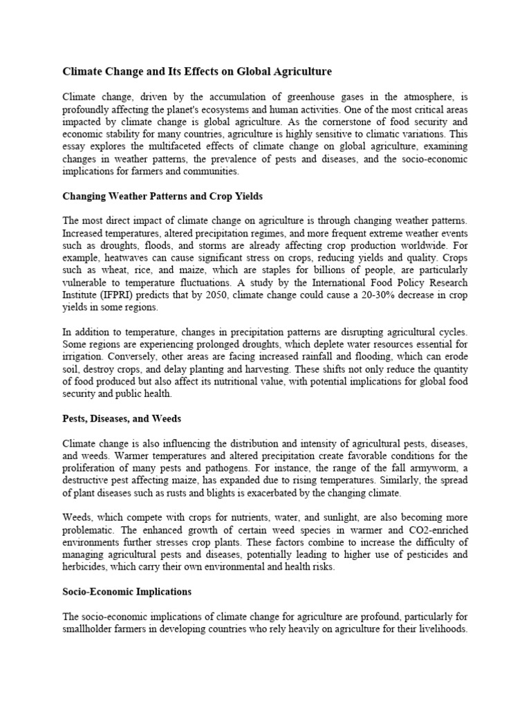 Climate Change's Impact on Agriculture | PDF | Agriculture | Climate Change