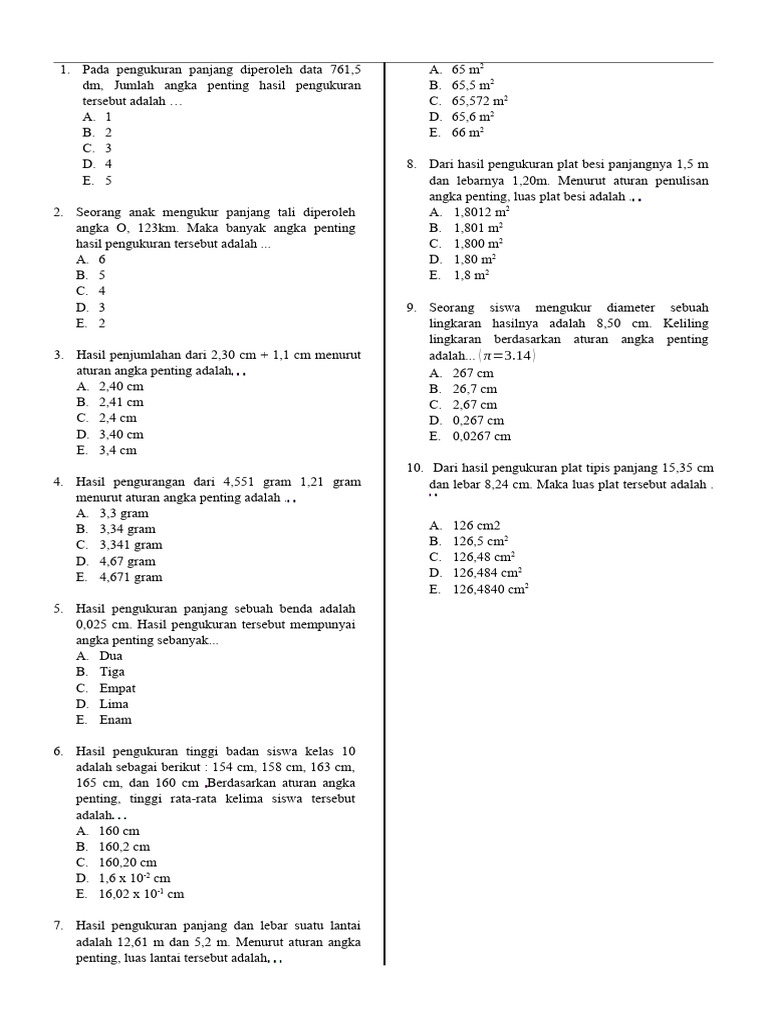 Pengukuran dan Aturan Angka Penting | PDF | Metode & Bahan Ajar