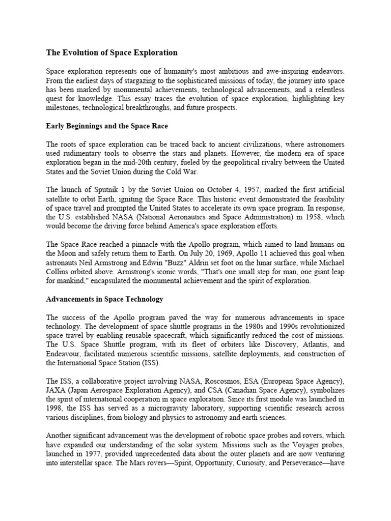 The Evolution of Space Exploration | Download Free PDF | Space ...