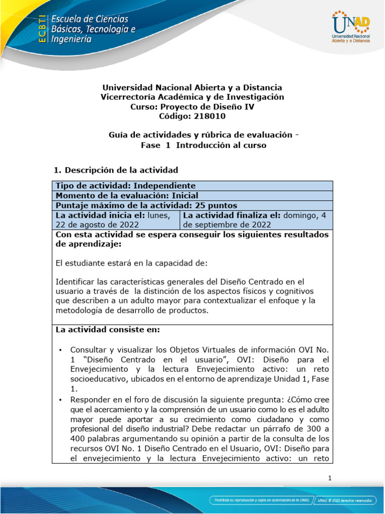 Guía de actividades y rúbrica de evaluación - Unidad 1 - Fase 1 - Introducción al curso | PDF ...