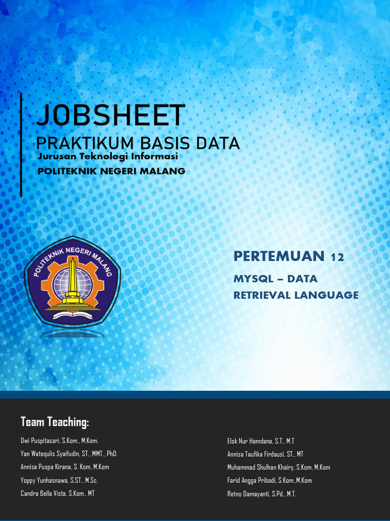 Jobsheet Data Retrieval Language (DRL) 2024 | PDF