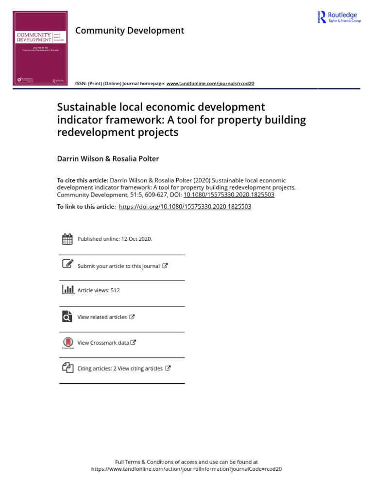Sustainable Local Economic Development Indicator Framework A Tool For ...