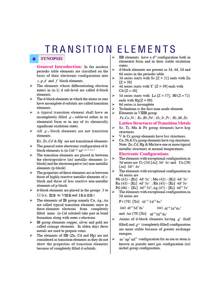 Transition metals | PDF | Transition Metals | Electron Configuration