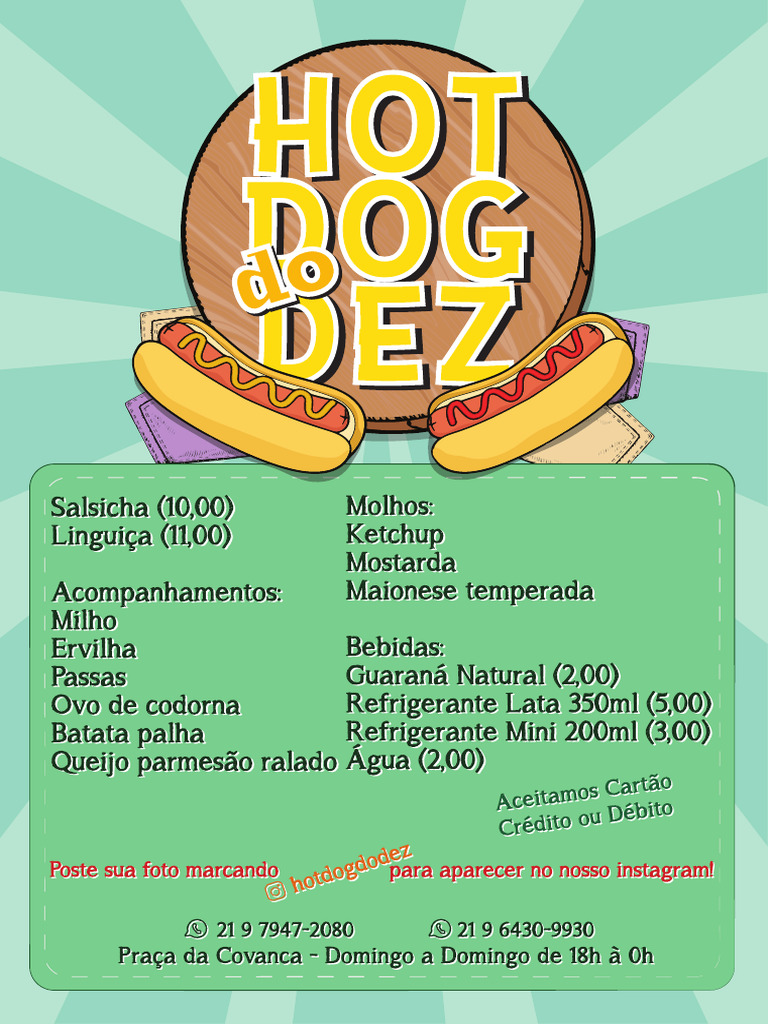 Cachorro Quente Do Dez - A4 Cardápio | PDF