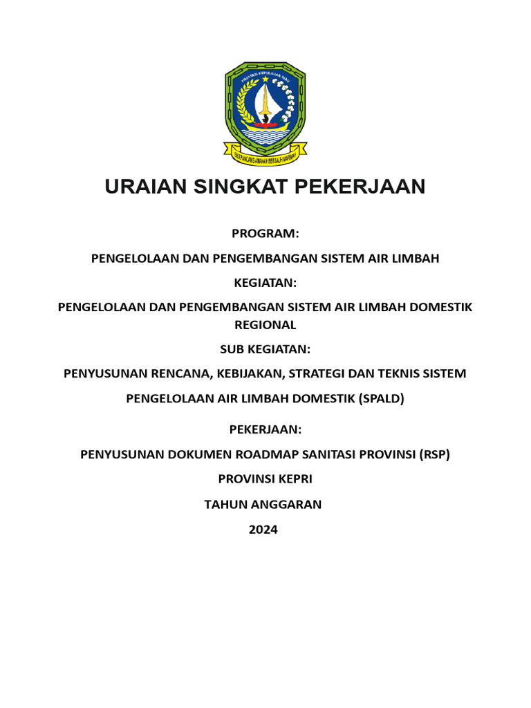 Penyusunan Dokumen Roadmap Sanitasi Provinsi (RSP) Provinsi Kepri | PDF