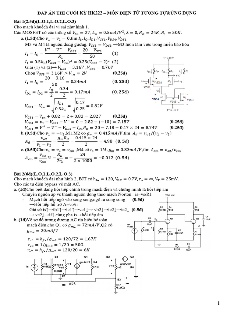 Đáp Án Thi Cuối Kỳ Hk222 1 | PDF