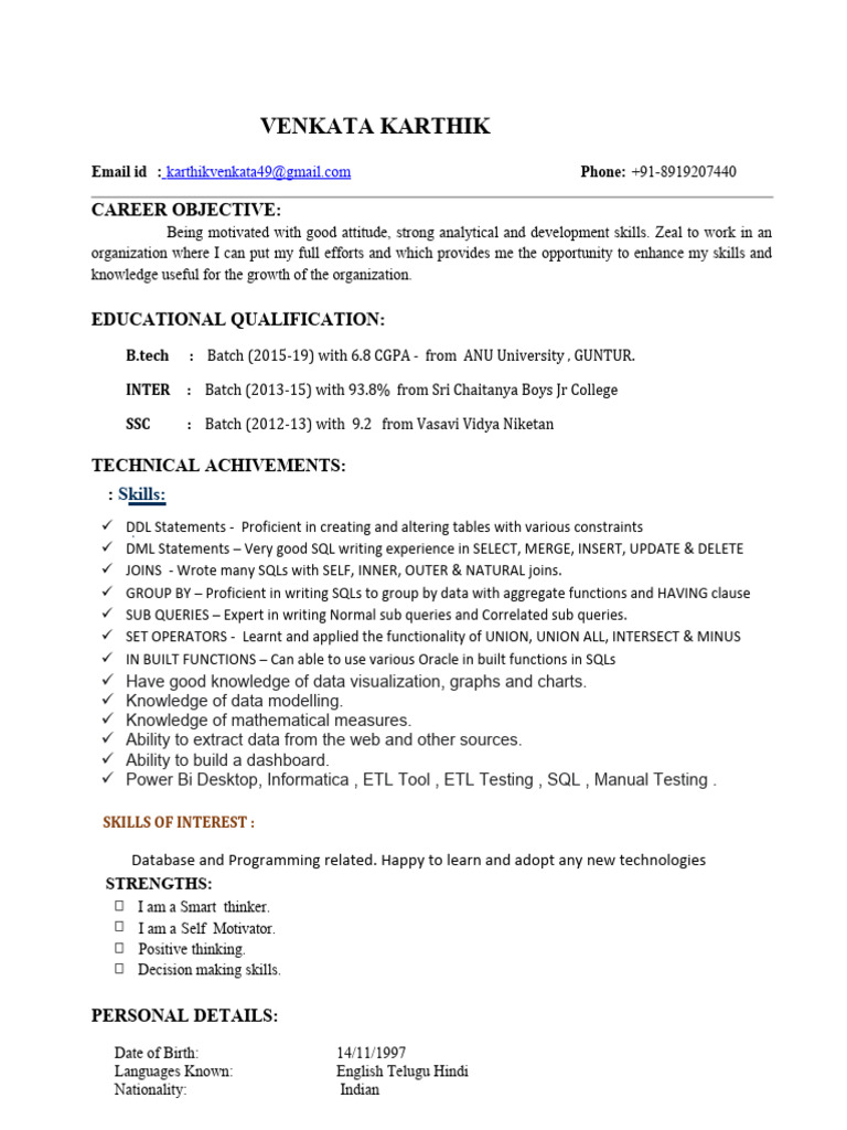 Karthik Resume F | PDF | Sql | Data Management