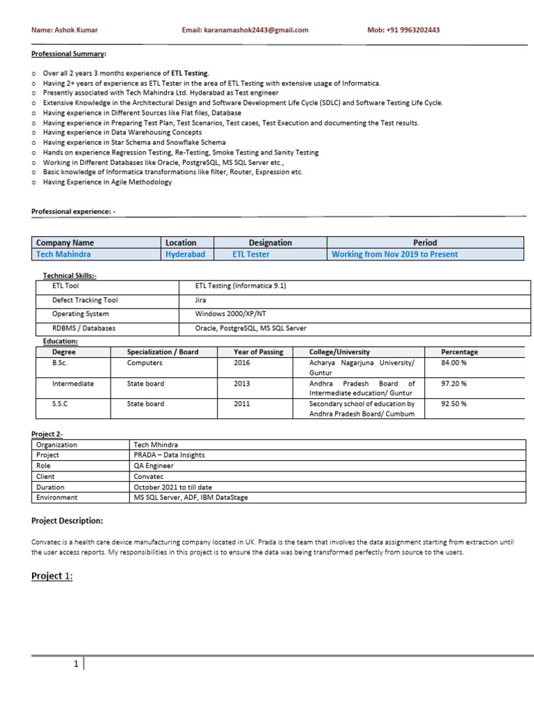 ETL Testing with 2+ years | PDF | Software Development Process ...