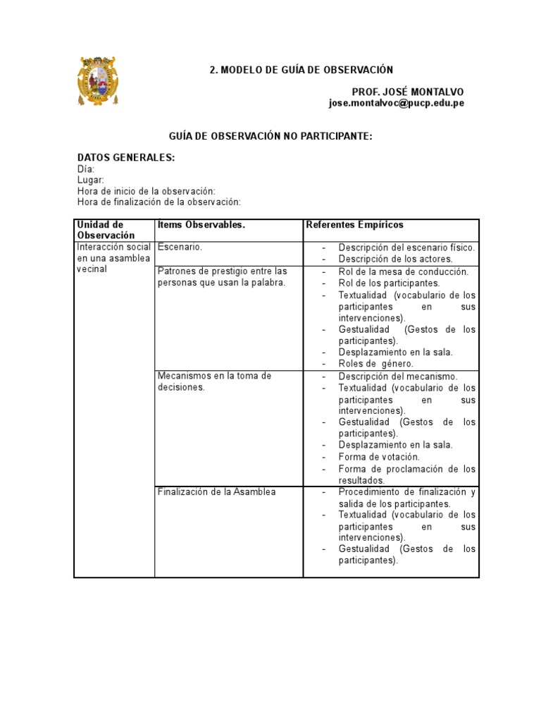 modelo de guía de observacion