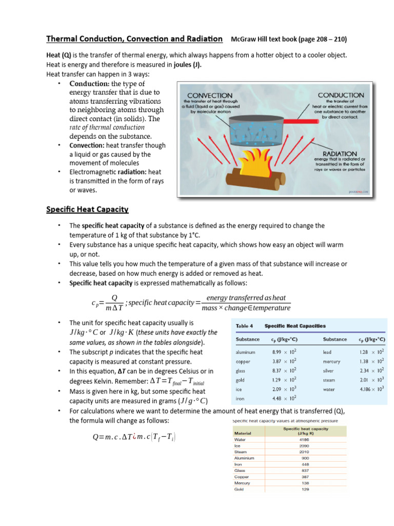 1 Specific Heat Capacity Notes | PDF | Heat Capacity | Heat