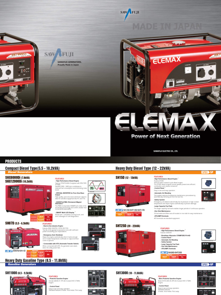 ELEMAX SH 7600ex | PDF | Mains Electricity | Diesel Engine