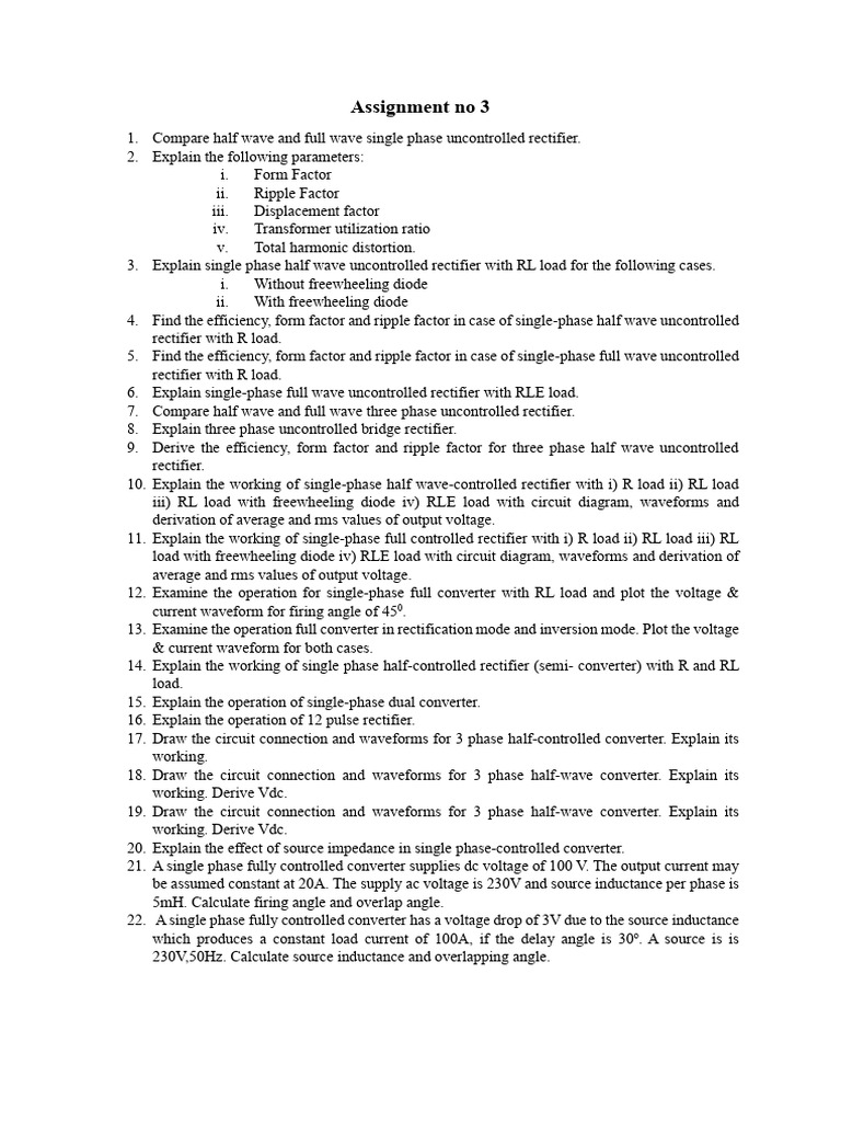 PE Assignment 3 | PDF | Rectifier | Electricity