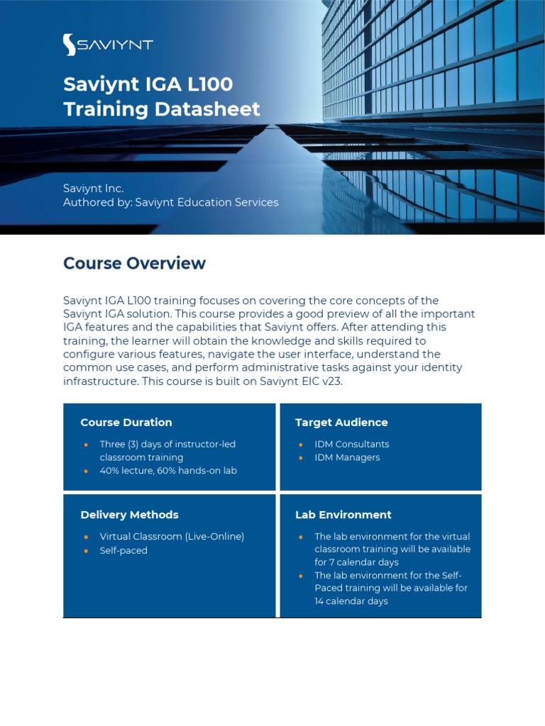 Saviynt IGA L100 Training Overview | PDF | Analytics | Information Science