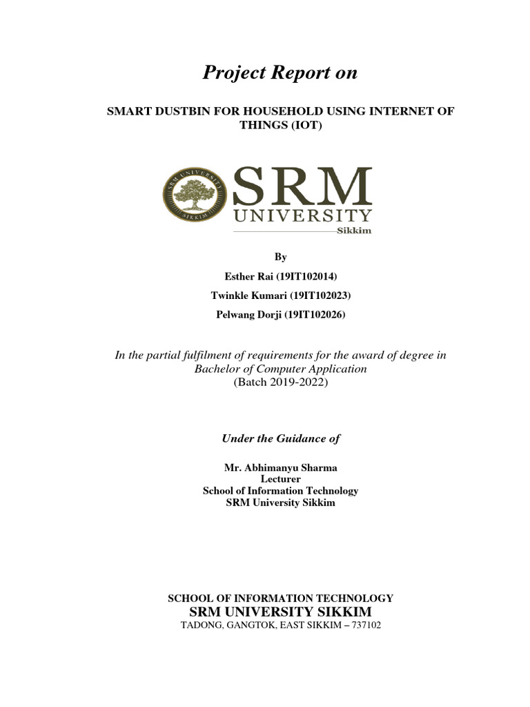 IoT Smart Dustbin Project Report | PDF | Internet Of Things | Arduino