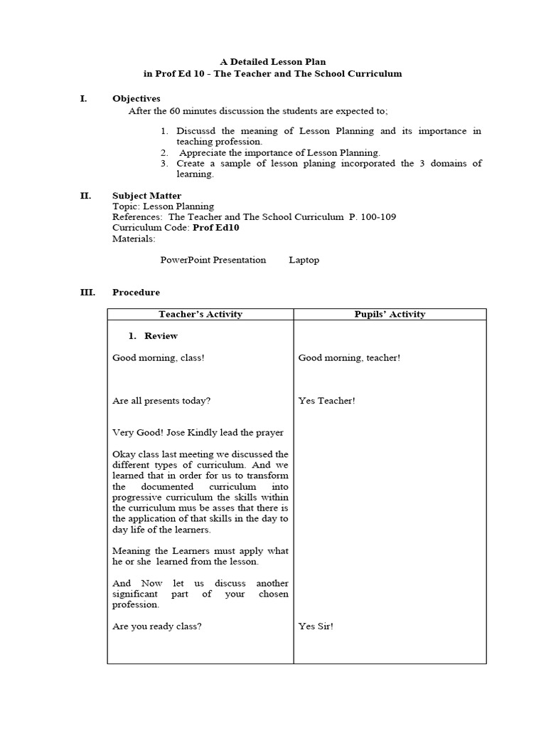 Lesson Plan - MCC | PDF | Lesson Plan | Curriculum