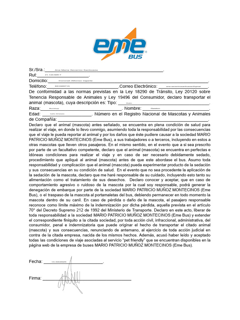 EME Pet Friendly Declaracion Jurada | PDF | Mascota