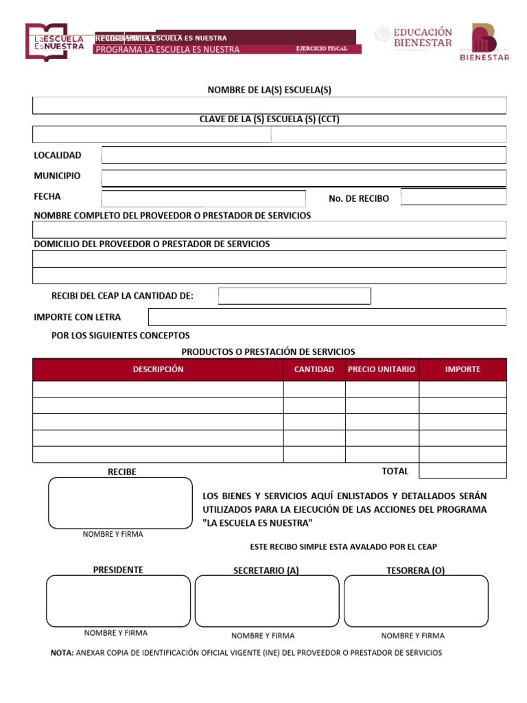 Leen Formato Recibo Simple 2024 | PDF