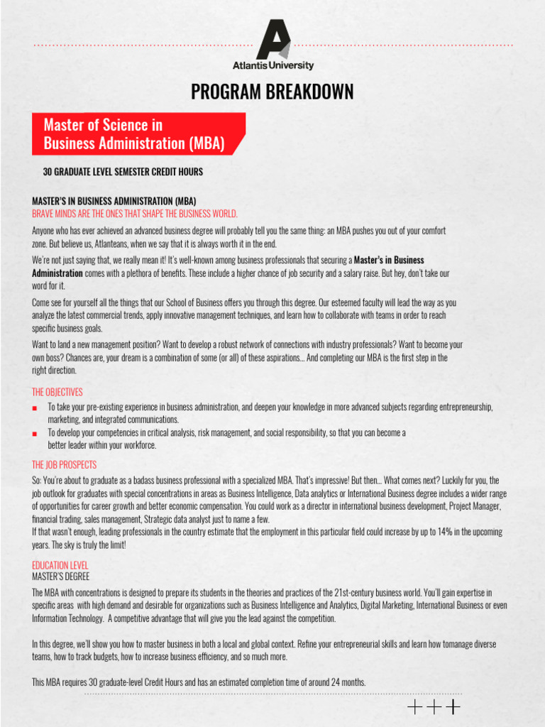 MBA Program Overview and Requirements | PDF | Master Of Business ...