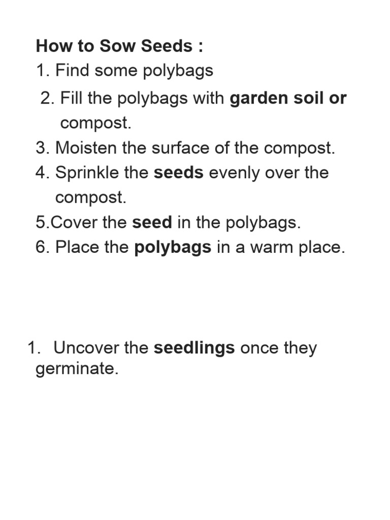 Seed Sowing Guide: Step-by-Step Instructions | PDF | Home & Garden