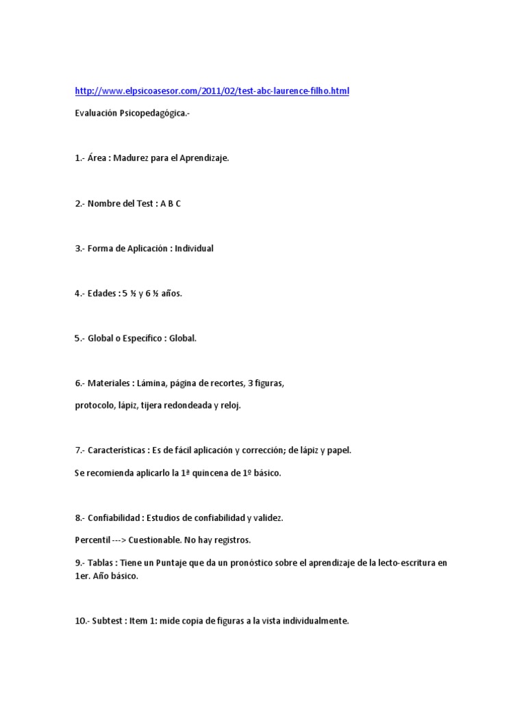 Test Abc | PDF | Memoria | Psicología Aplicada