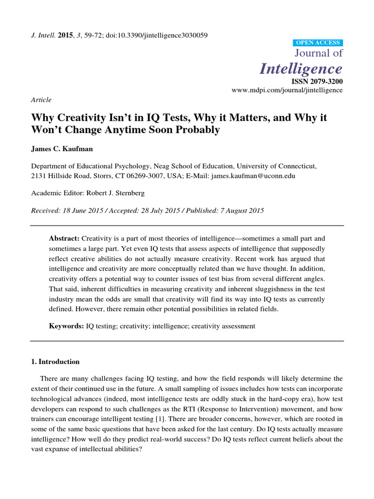 TUGAS INTELEGENSI | PDF | Creativity | Intelligence Quotient