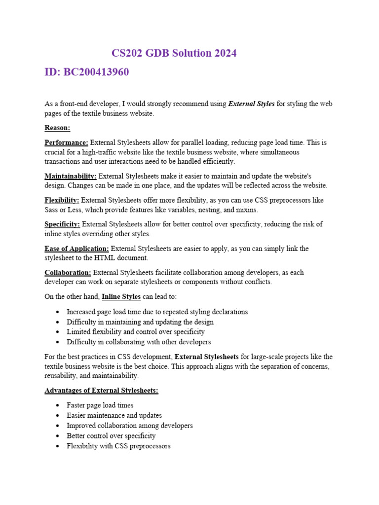 CS202 GDB Solution 2024 | PDF | Art | Technology & Engineering