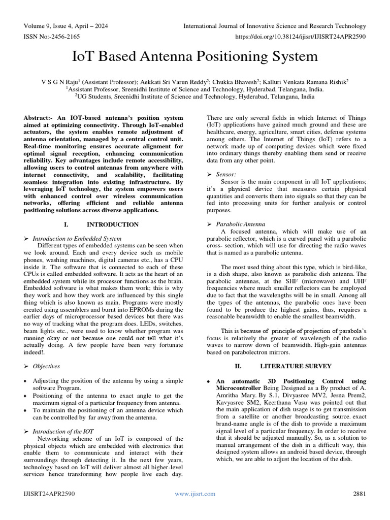 IoT Based Antenna Positioning System | PDF | Internet Of Things | Computer Network