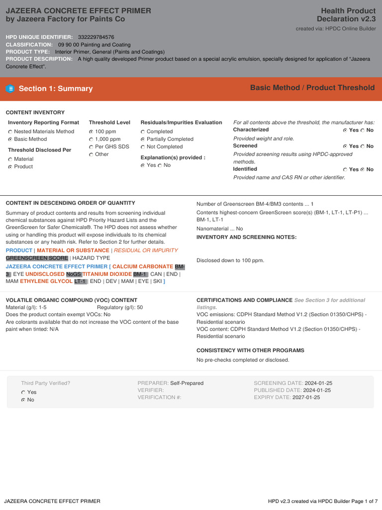 HPD Jazeera Concrete Effect Primer | PDF | Occupational Safety And ...