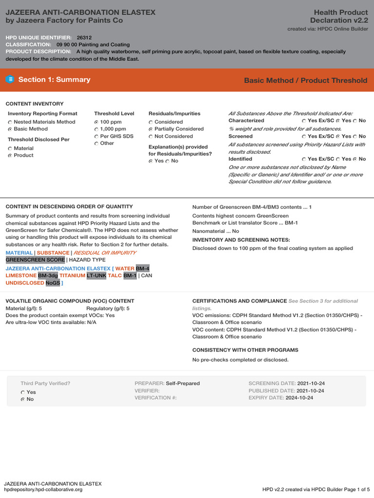 HPD Jazeera Anti Carbonation Elastex | PDF | Occupational Safety And ...